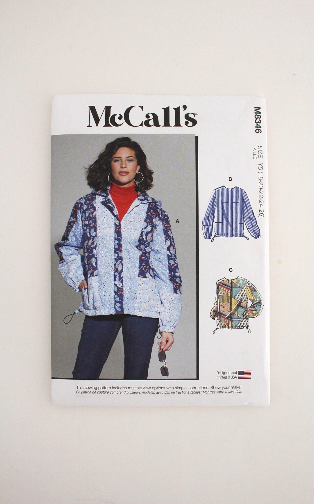 Quilted Jacket Pattern With Color Block Variations, M8346 Mccall's, Zip ...