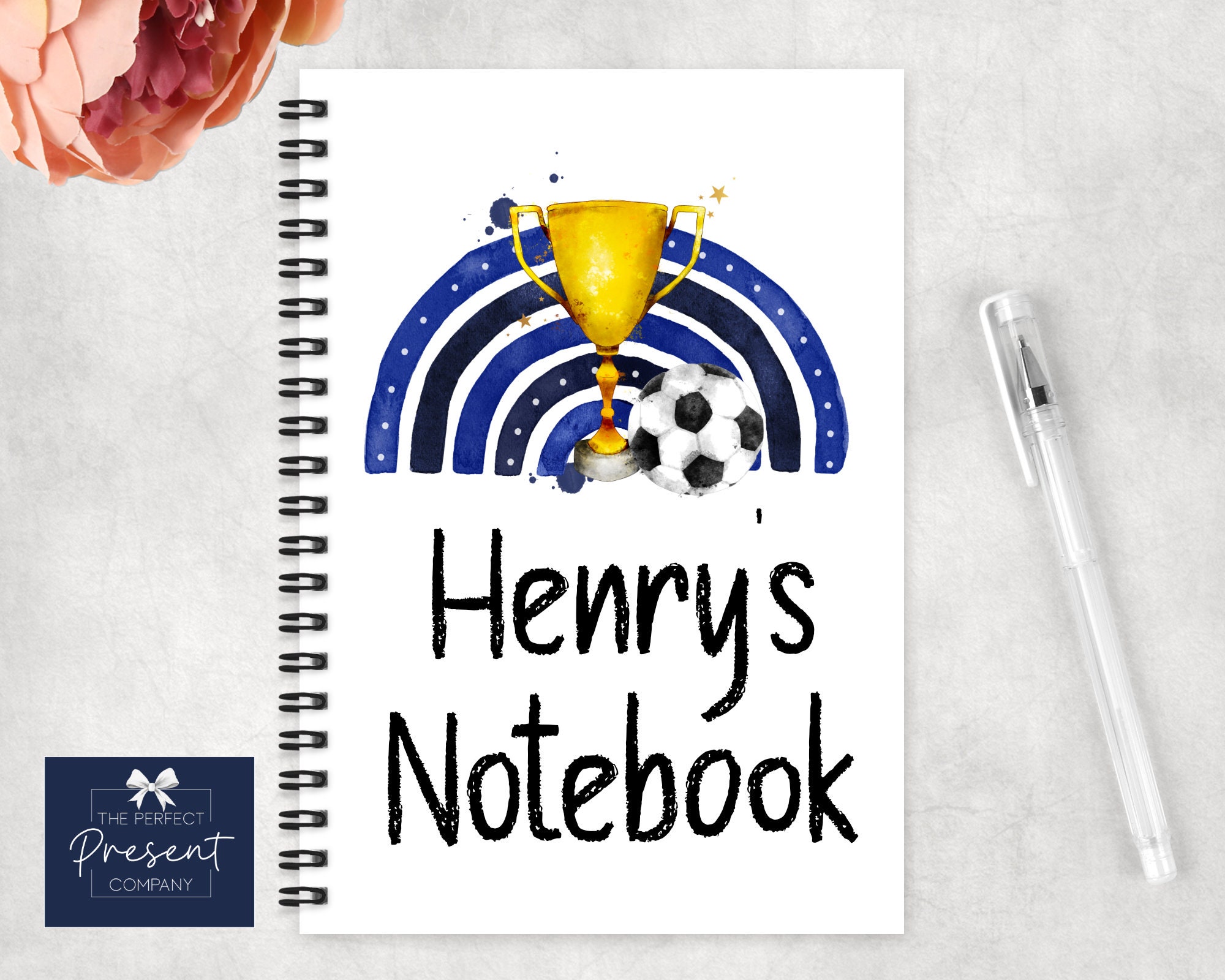 Personalised Football Notebook Football Notepad Girls | Etsy