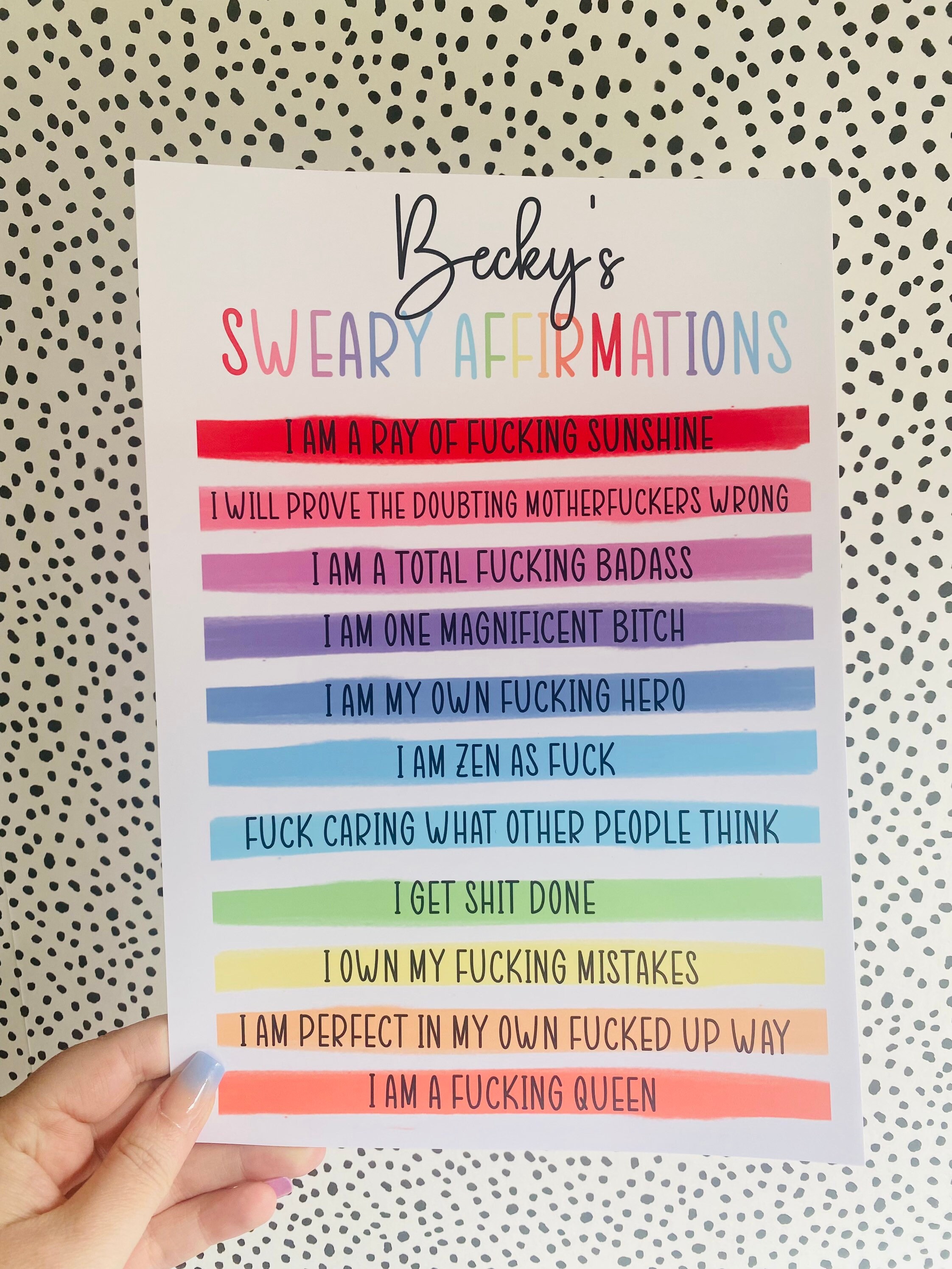 Personalised Sweary Affirmation Print A4 Rude Affirmation - Etsy UK