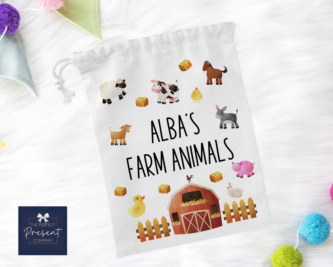 Personalised Farm Animals Bag | Animals Storage Bag | Kids Farm Animal ...