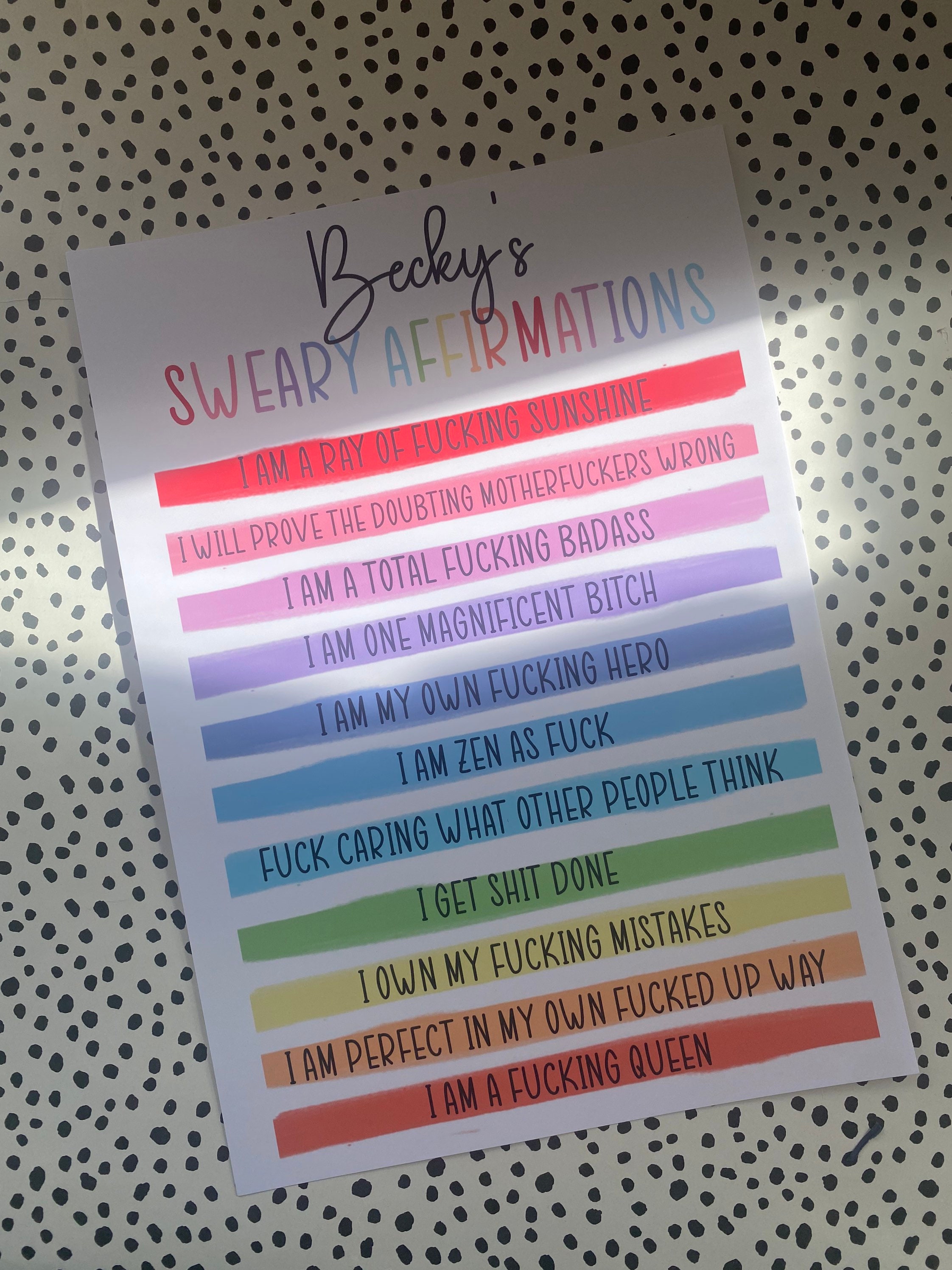 Personalised Sweary Affirmation Print A4 Rude Affirmation - Etsy UK