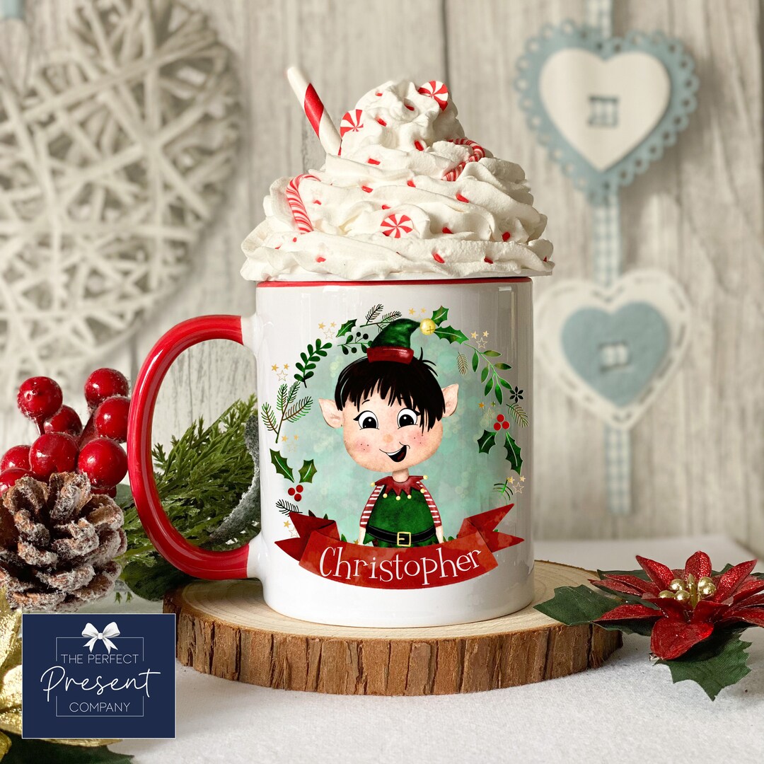 Personalised Hot Chocolate Mug | Christmas Elf Mug | Kids Xmas Mug ...