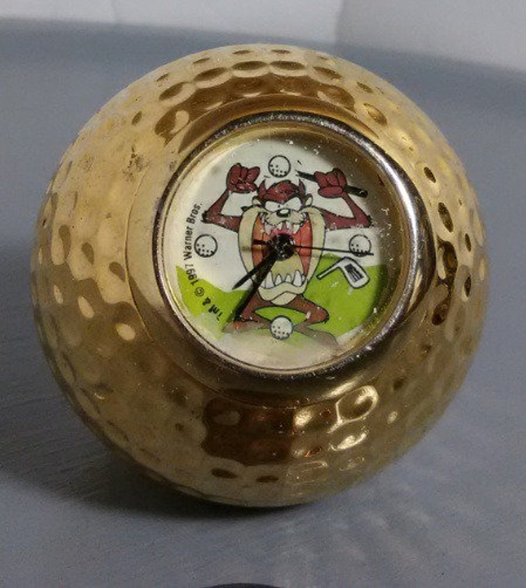 Vintage 1996 Tasmanian Devil Golf Ball Brass Desk Clock - Warner ...