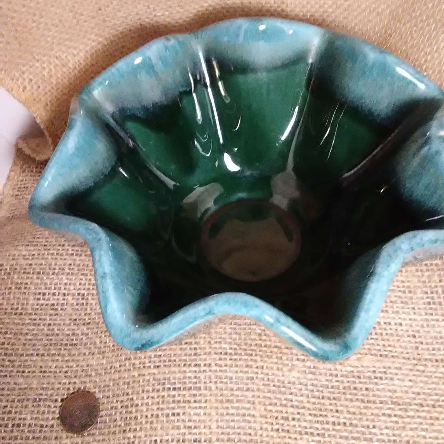 Hull Pottery Planters, Blue Green Flower Pot Drip Glazed Like New ...