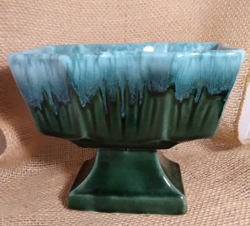 Hull Pottery Planters, Blue Green Flower Pot Drip Glazed Like New ...