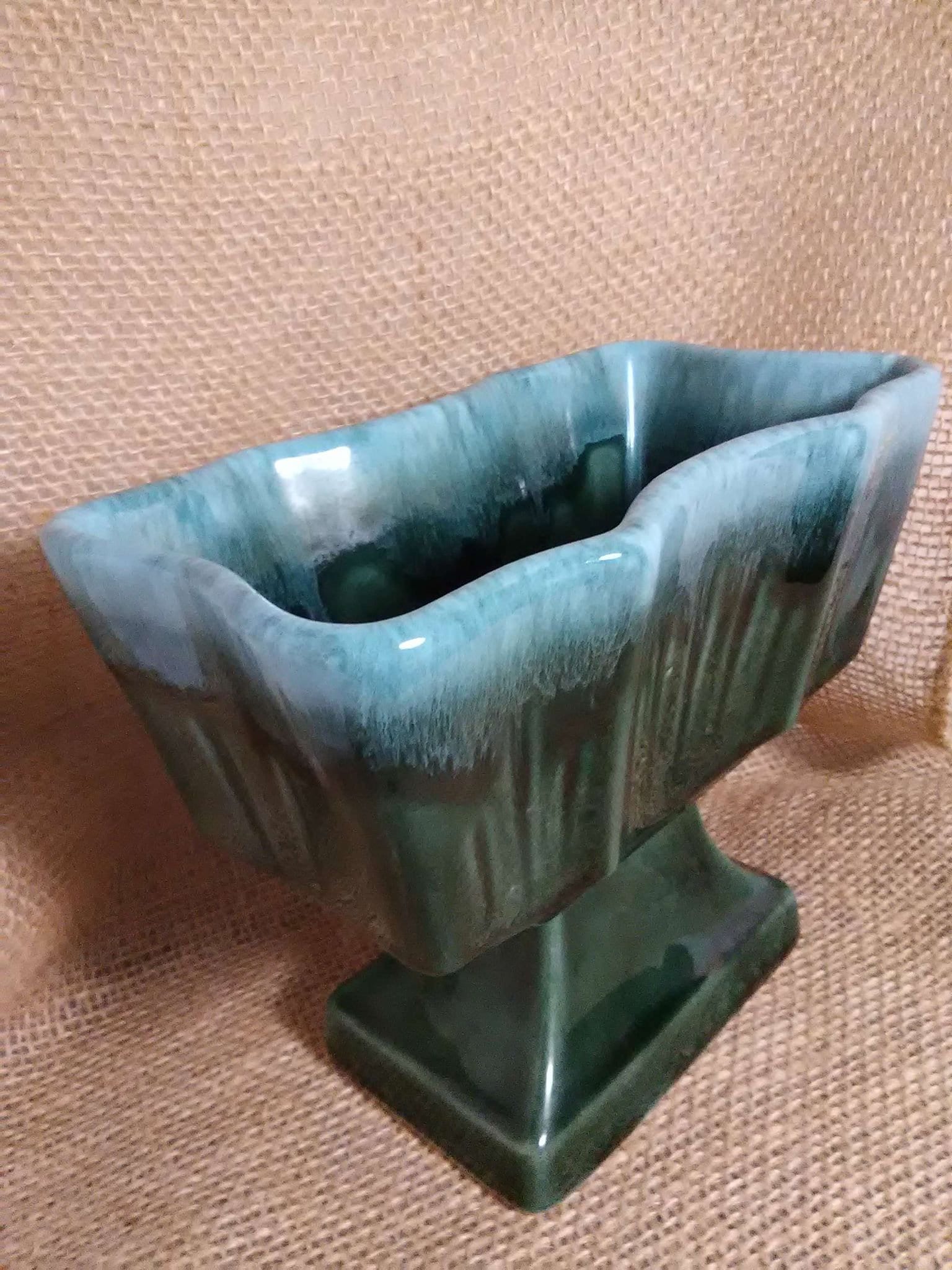 Hull Pottery Planters, Blue Green Flower Pot Drip Glazed Like New ...