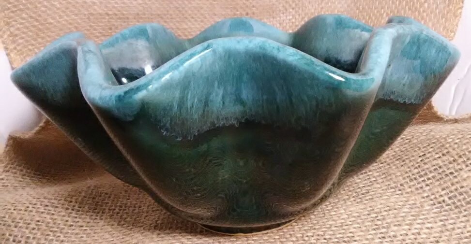 Hull Pottery Planters, Blue Green Flower Pot Drip Glazed Like New ...