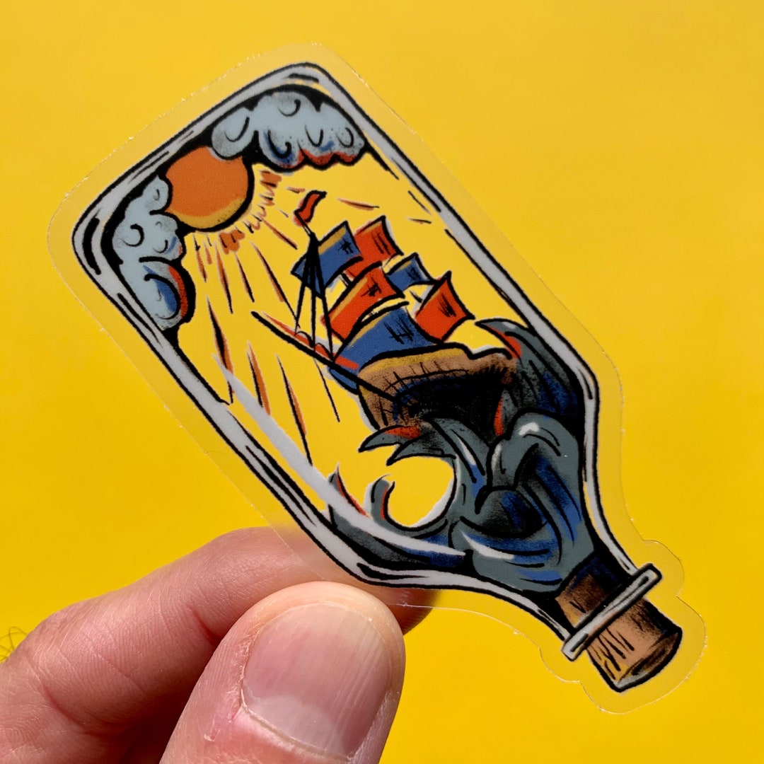 Ship in a Bottle Clear Vinyl Sticker, Best Friend Gift, MacBook Sticker ...