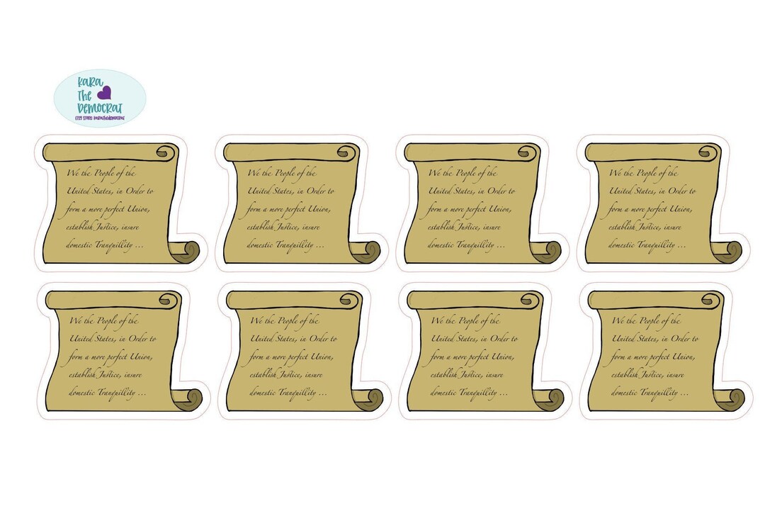 Large United States Constitution we the People Stickers 8 Individual ...