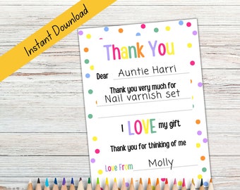 Thank You Notes Kids Printable - Etsy