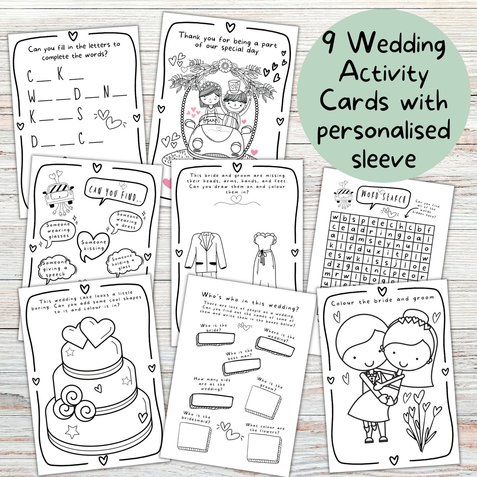 Wedding Activity Pack With Personalised Sleeve, Wedding Gift for Kids ...