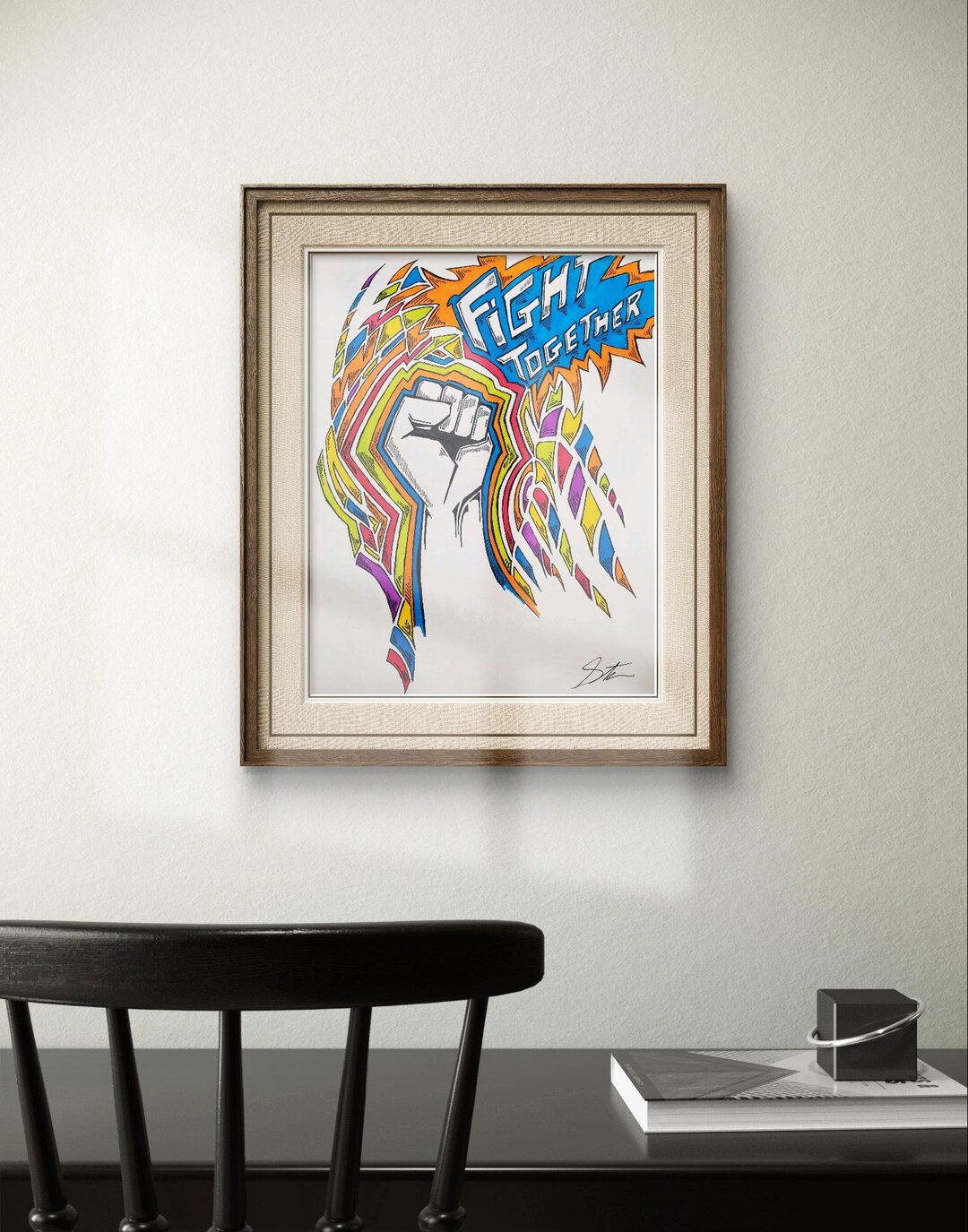 Motivational Fist Art Print With Vibrant Colors - Empowering Quote ...