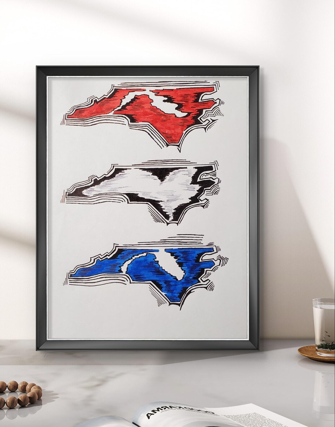 Art Print of 3 NC Symbols Representing North Carolina Bold State Pride ...