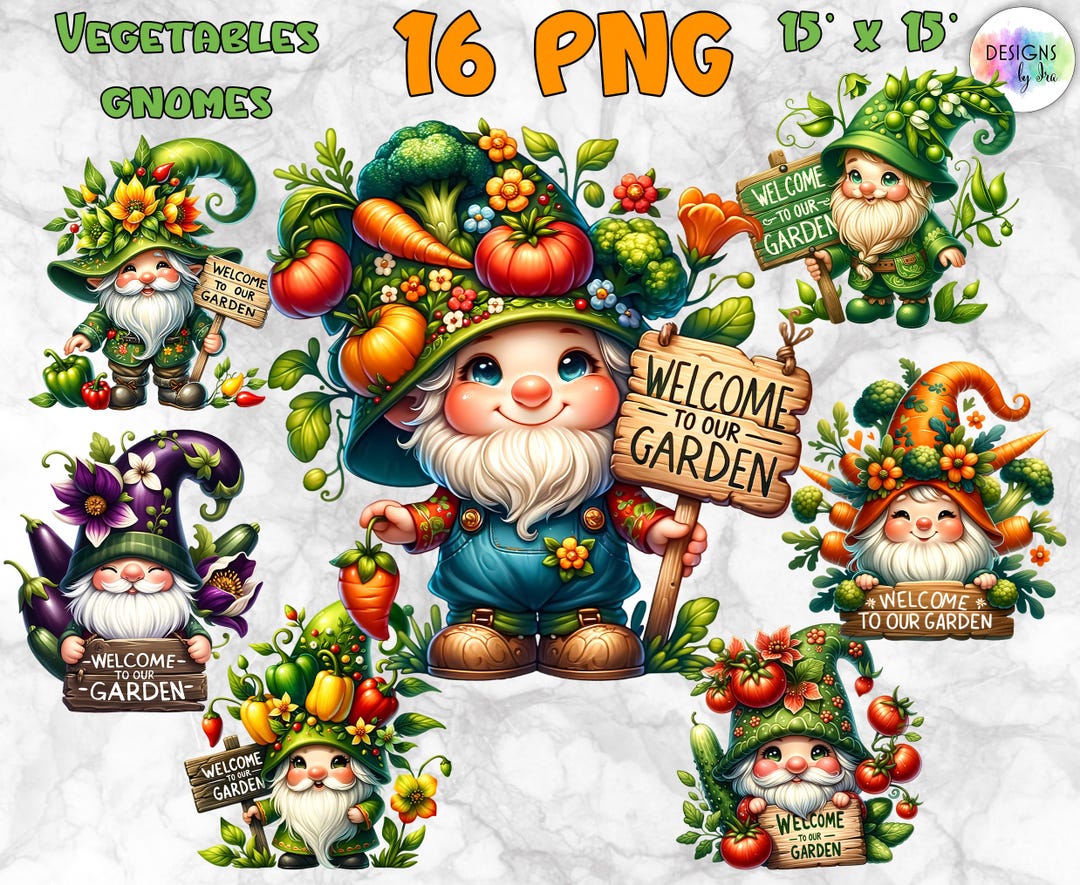 Garden Gnomes Clipart Bundle | Vegetable Gnome Clipart | Gardening ...