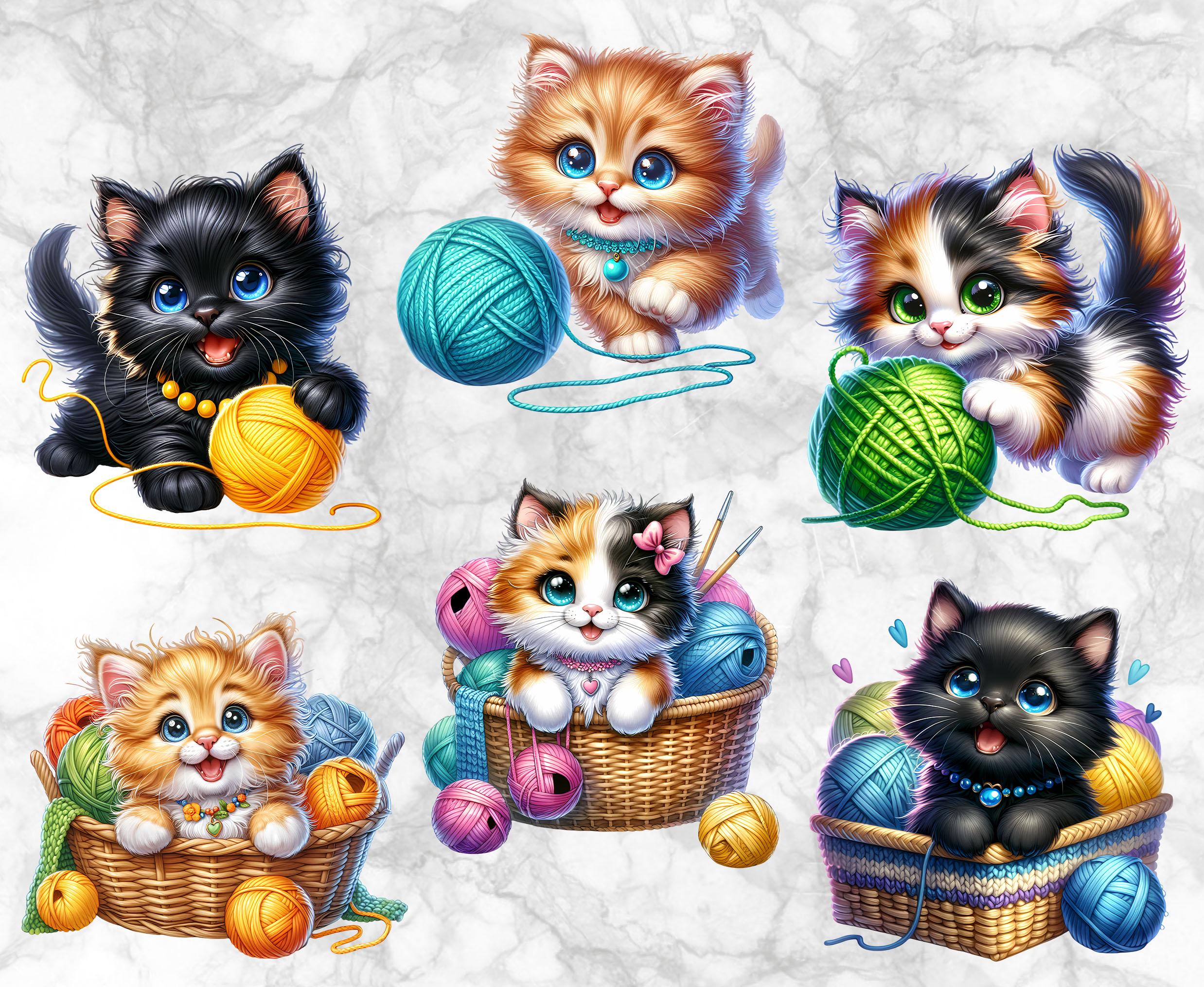 Cute Kitten Clipart | Adorable Cats Illustrations | Playful Cartoon ...