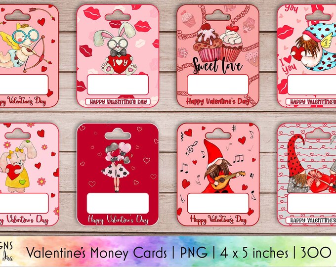 Valentines Money Cards Printable Money Cards Valentine's Money Holder ...