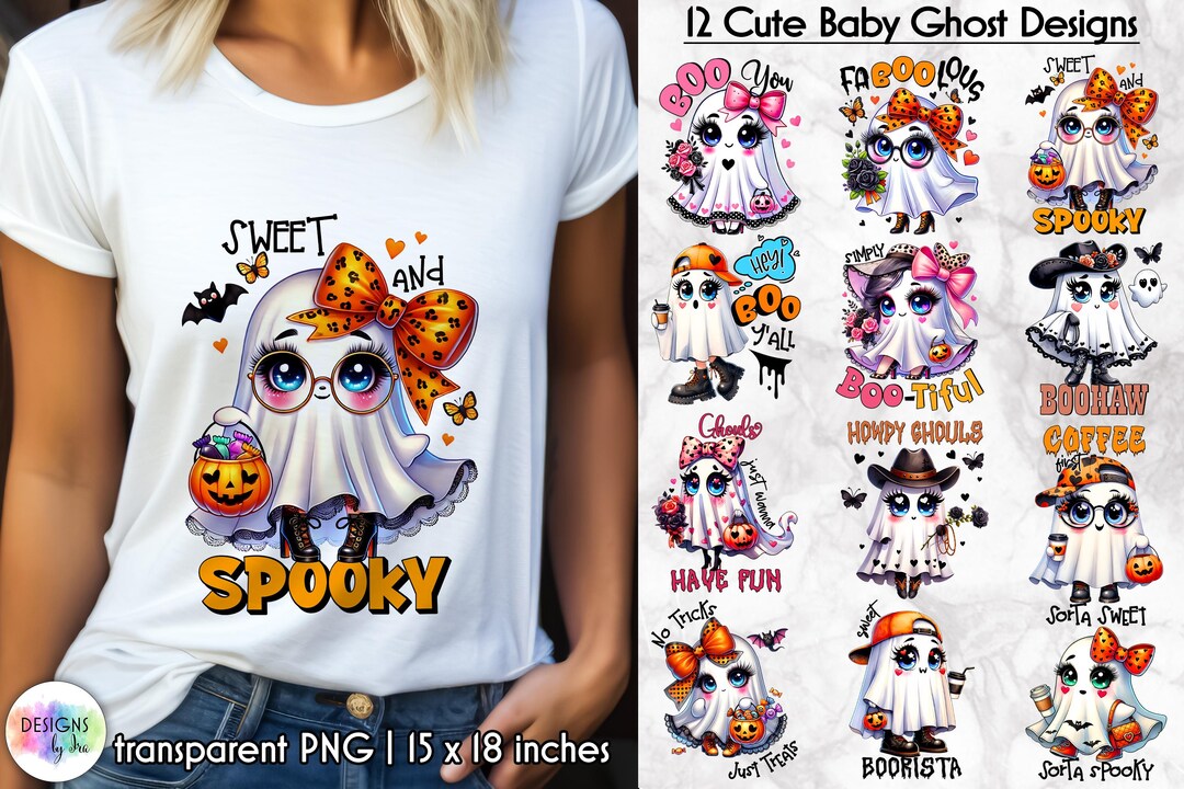 Cute Ghost Sublimation Bundle | Halloween Cute Print | Sweet Ghost With ...