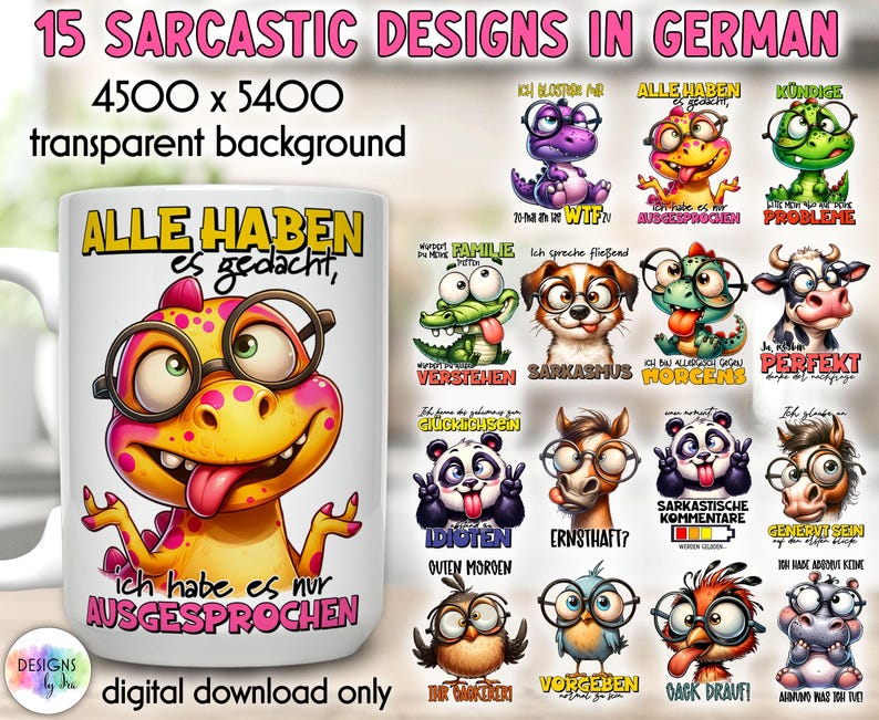 Sarcastic Coffee Mug Sublimation Bundle | Sarkastische Deutsche Sprüche ...