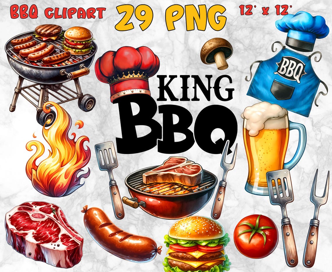 BBQ Clipart Bundle: Grill Party Digital Art (29 PNG) - Etsy