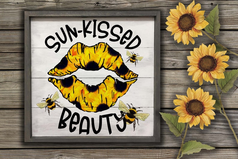 Sun Kissed Beauty PNG: Sunflower Lips, Summer Sublimation (instant ...