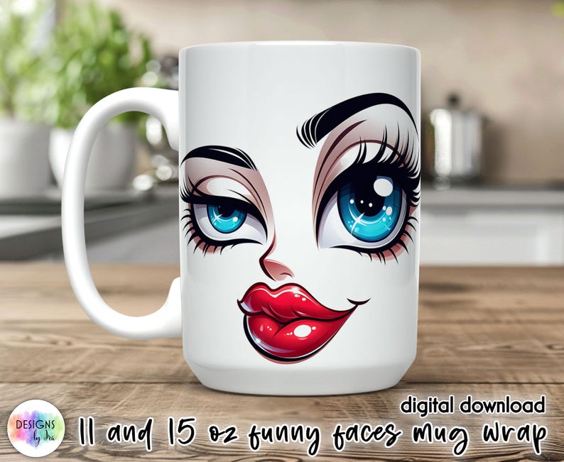Funny Faces Mug Wrap Bundle, Sarcastic Coffee PNG Sublimation, 11oz ...