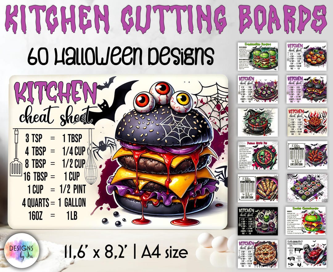Halloween Cutting Board Designs: Spooky Kitchen Conversion Charts ...
