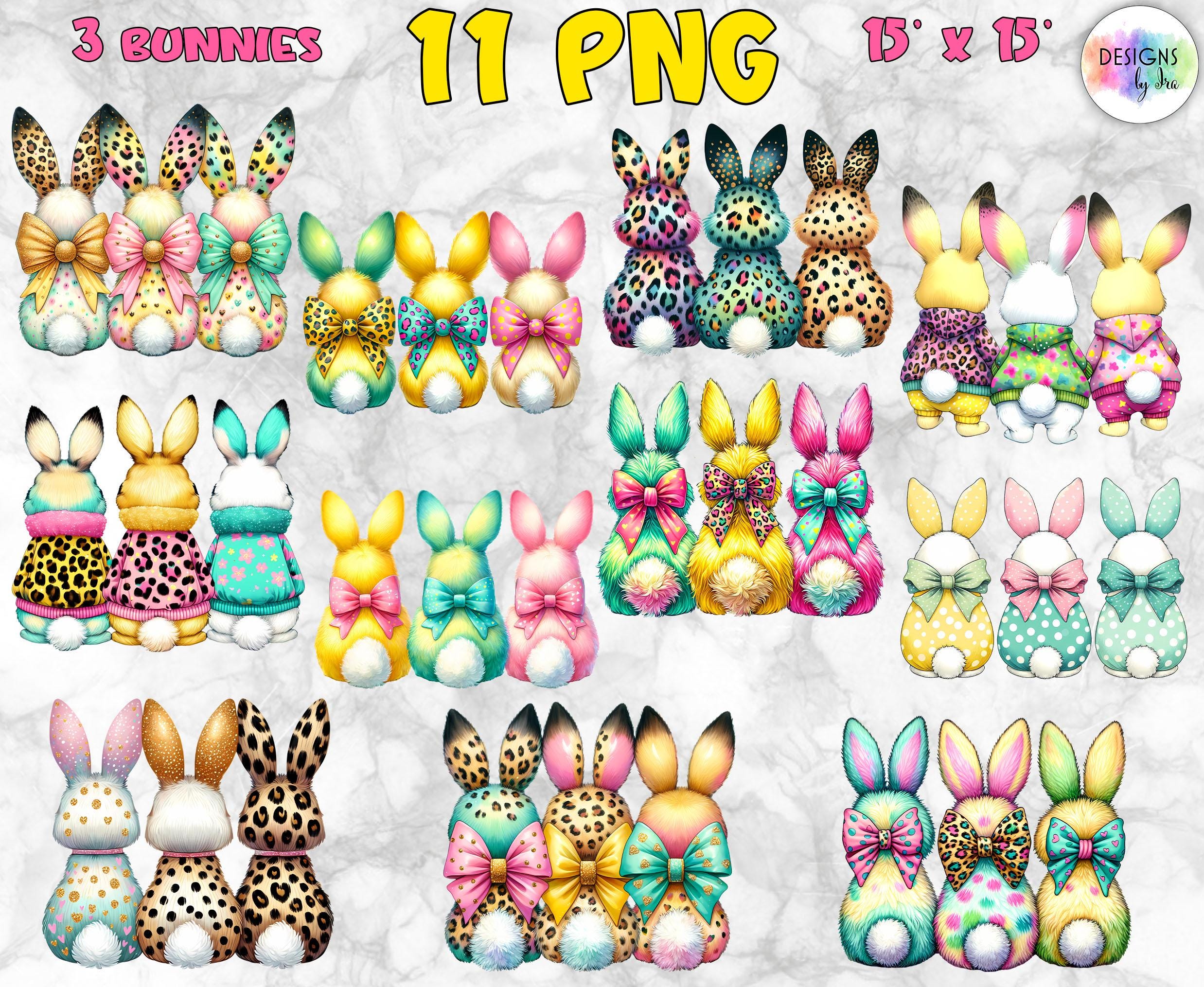 Easter Bunny Clipart Bundle | Leopard Print Bunny PNG | Bunny Trio ...
