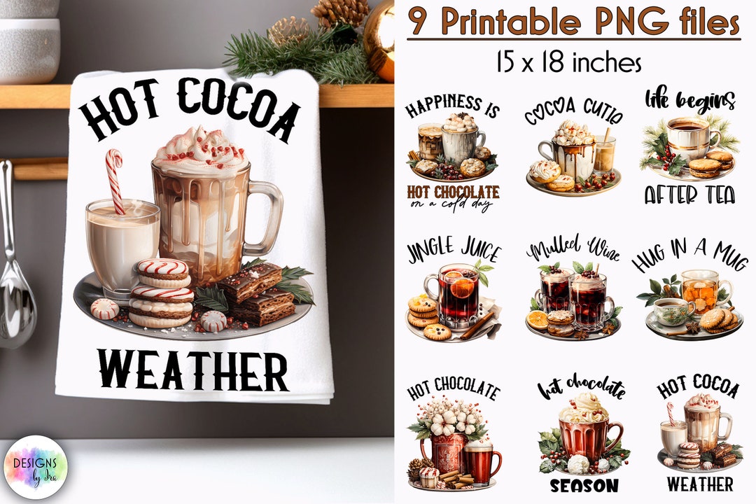 Hot Chocolate PNG Bundle: Winter Drinks Illustration (digital Download ...