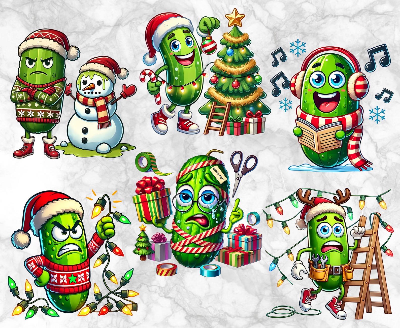 Christmas Pickle Clipart Bundle | Cute Pickle Illustration | Funny ...