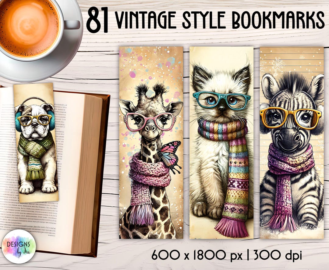 Vintage Winter Animal Bookmarks | Cute Printable Bookmarks | Retro ...