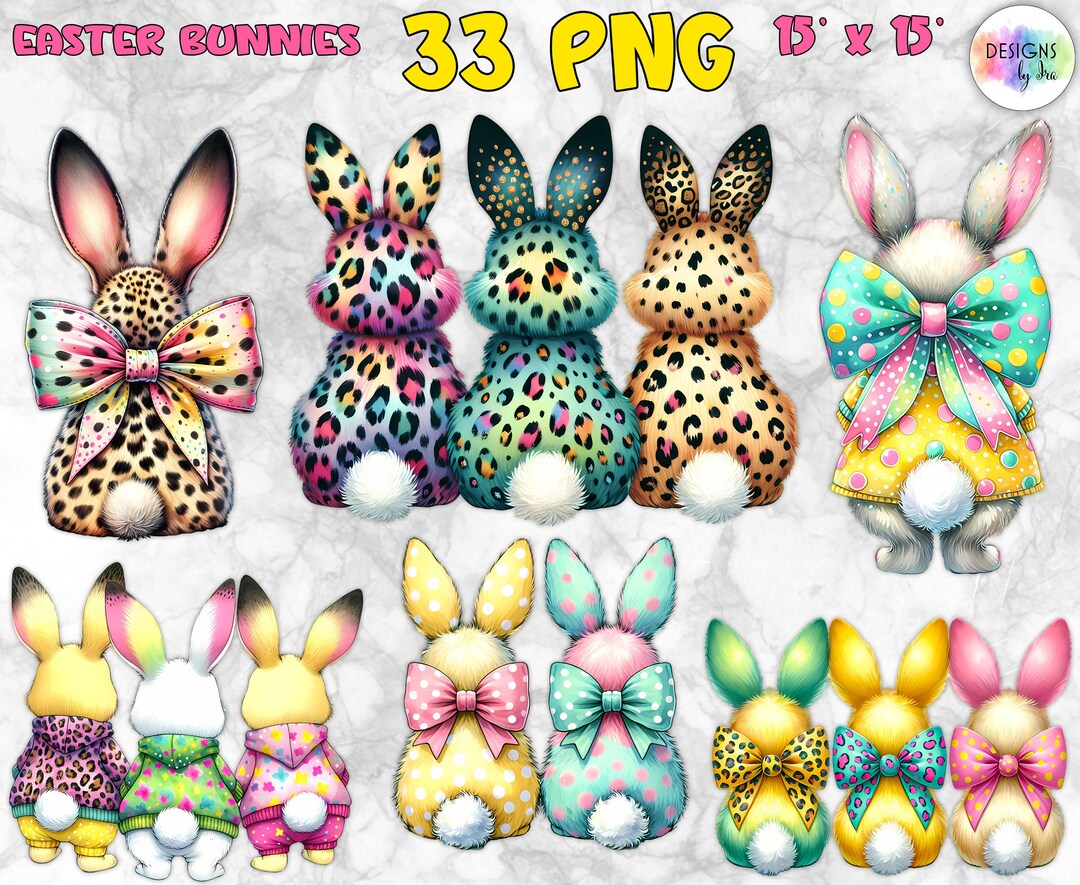 Easter Bunny Clipart Bundle | Leopard Print Bunny PNG | Bunny Trio ...