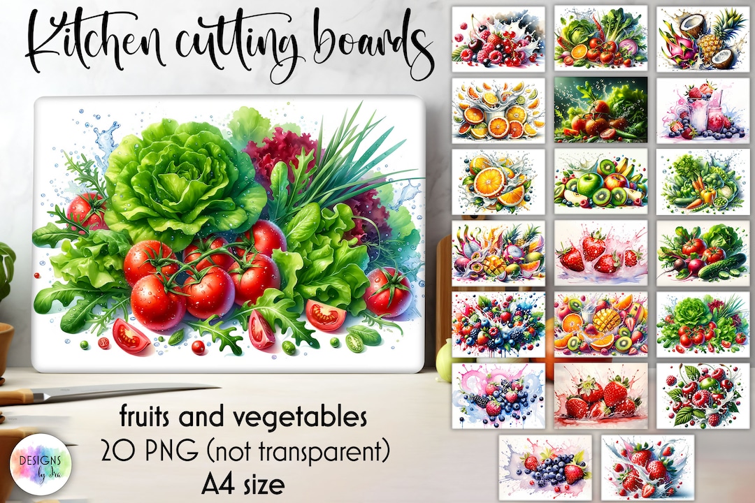 Fresh Vegetables Cutting Board Design | Kitchen Cutting Board Prints ...