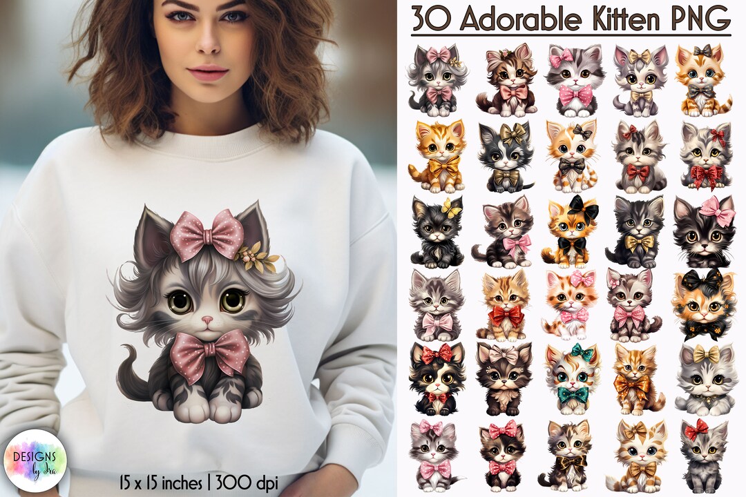 Cute Kittens Sublimation Bundle | Adorable Kittens Clipart | Cat Lover ...