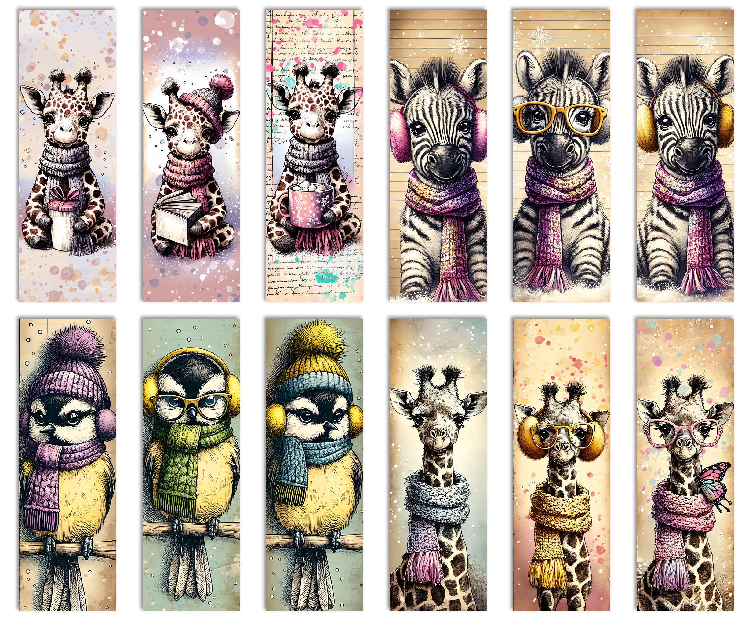 Vintage Winter Animal Bookmarks | Cute Printable Bookmarks | Retro ...