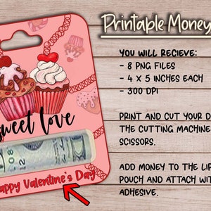 Valentines Money Cards Printable Money Cards Valentine's Money Holder ...