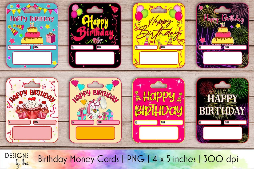 Printable Birthday Money Cards: Gift Card Holder (digital Download) - Etsy