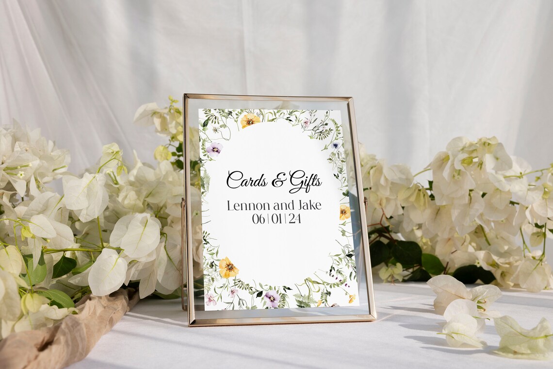 Wedding Cards and Gifts Template |floral Cards and Gifts Sign Template ...