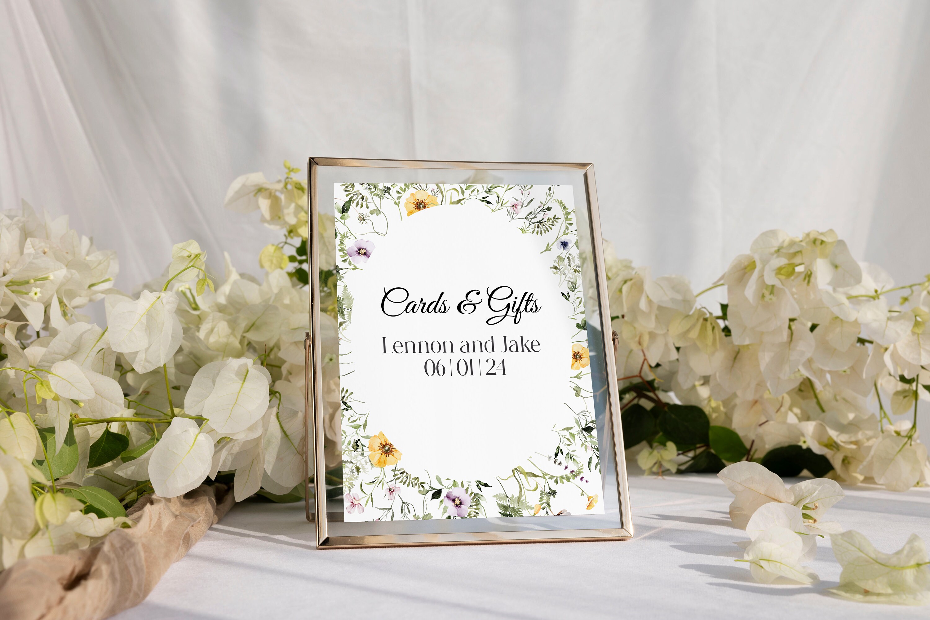 Wedding Cards and Gifts Template |floral Cards and Gifts Sign Template ...