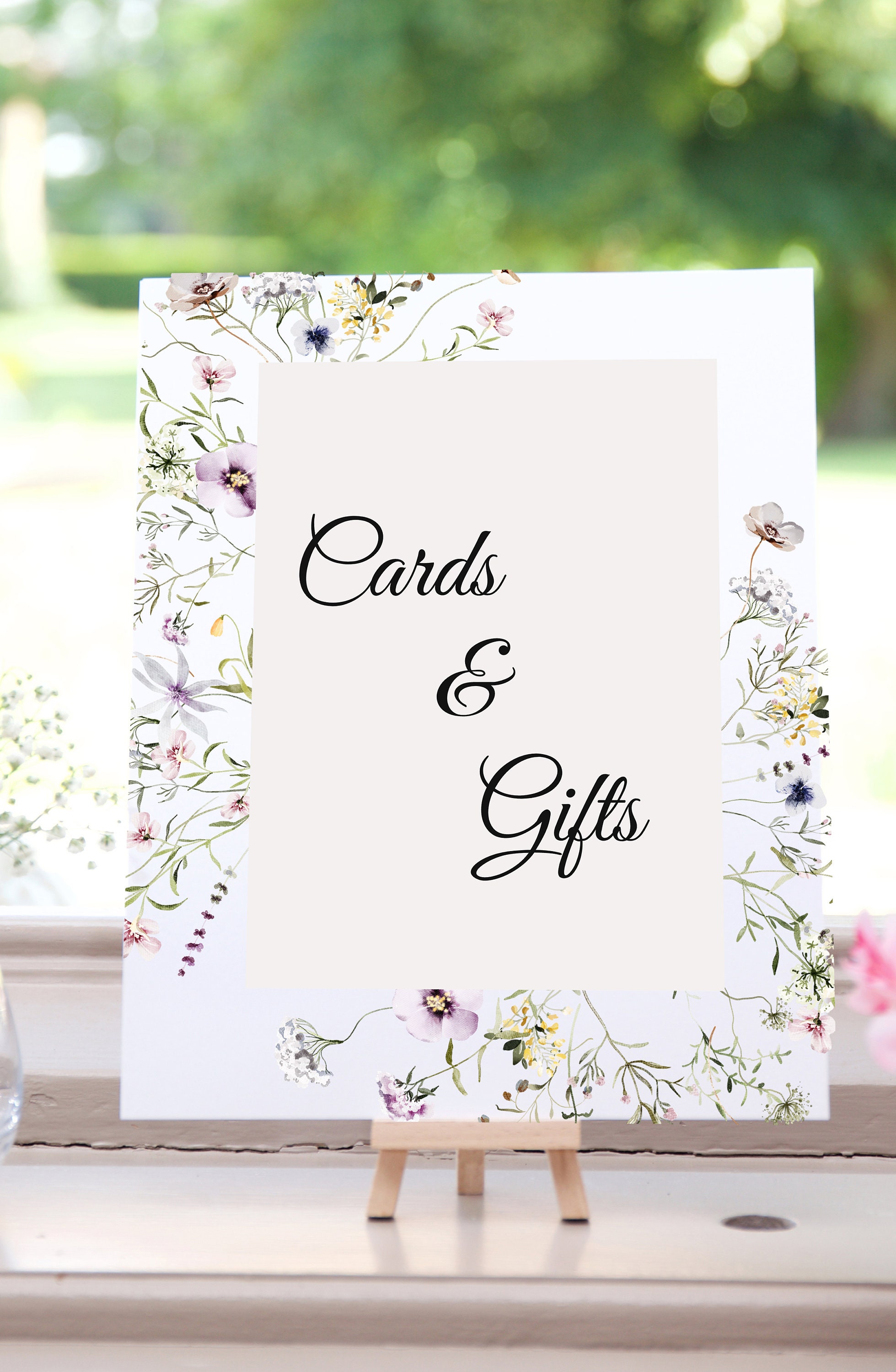 Wedding Cards and Gifts Template |floral Cards and Gifts Sign Template ...