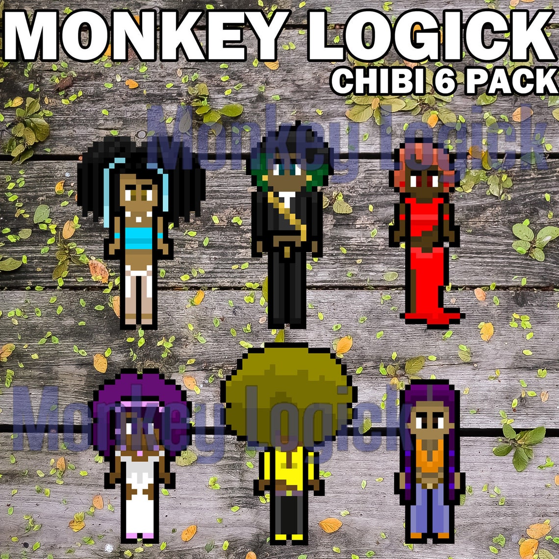 Chibi Girl Pixel Art Digital Download 6 Pack - Etsy