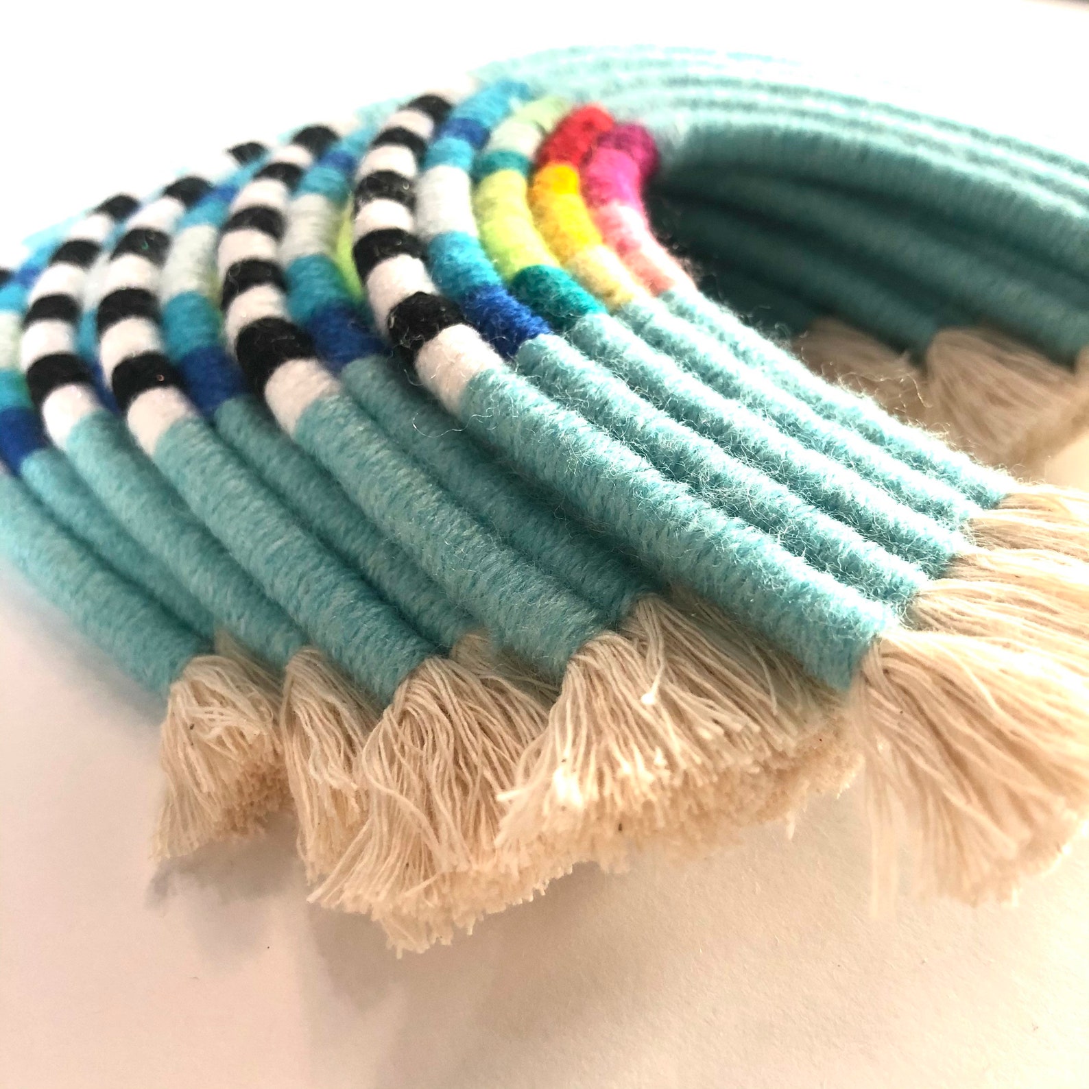 COLOUR SPLASH Boho Macrame Rainbow Wall Hanging, Mothers Day Gift ...