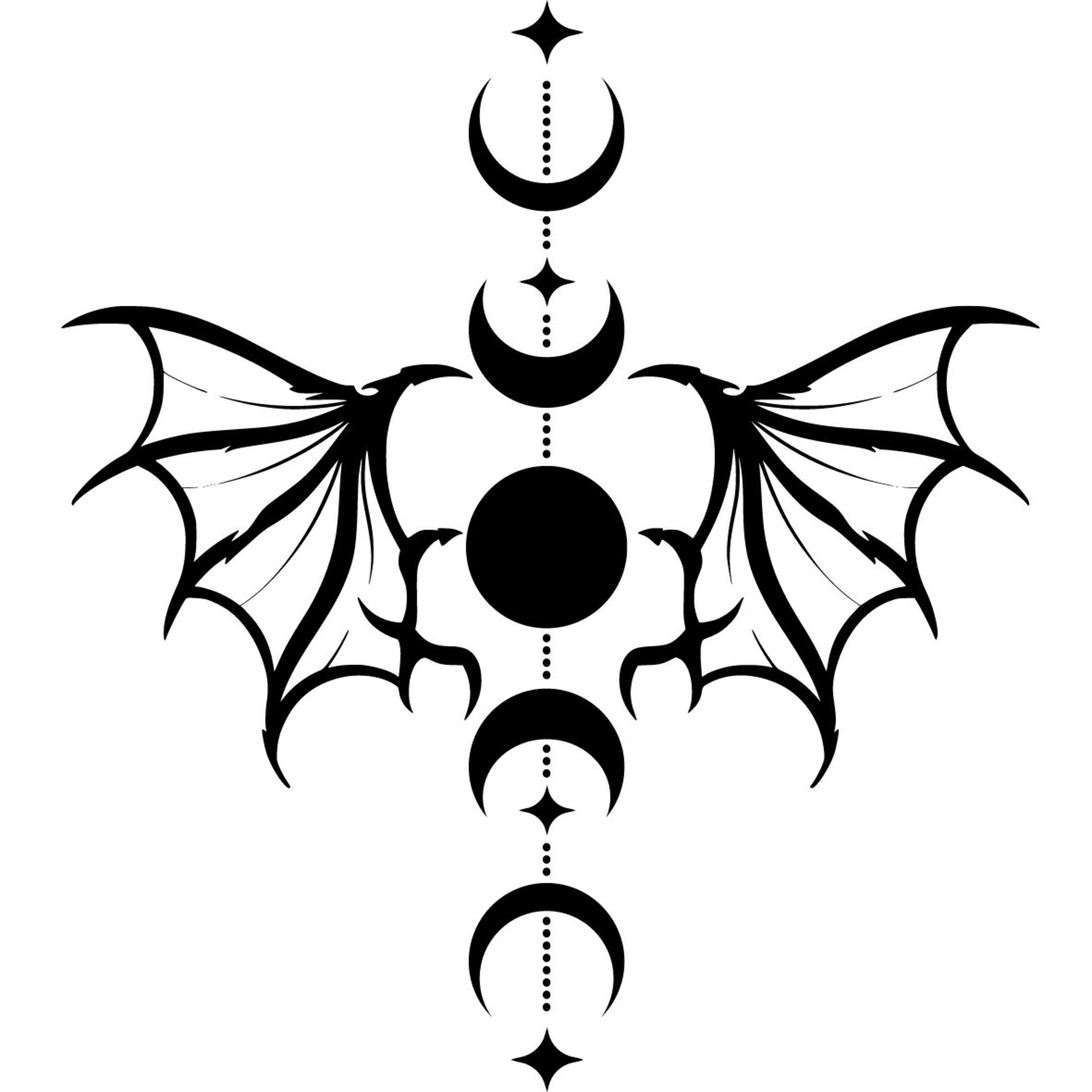 ACOTAR - Bat Wings and Moon Phases - Digital Download Design - PNG ...