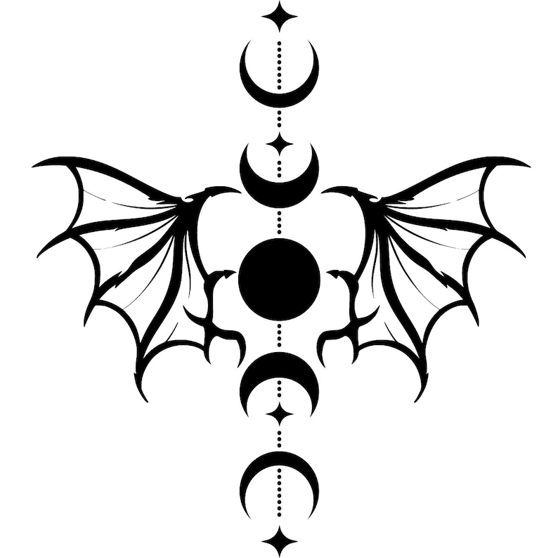 ACOTAR Bat Wings and Moon Phases Digital Download Design SVG - Etsy Israel