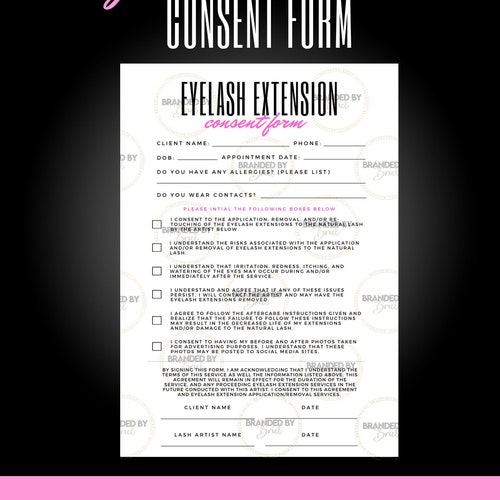 Editable Eyelash Extensions Consent Form - Etsy