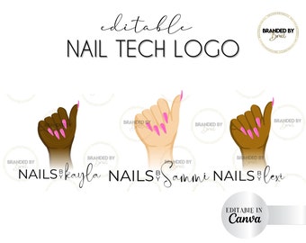 Editable Nail Technician Logo Design for Canva - Etsy