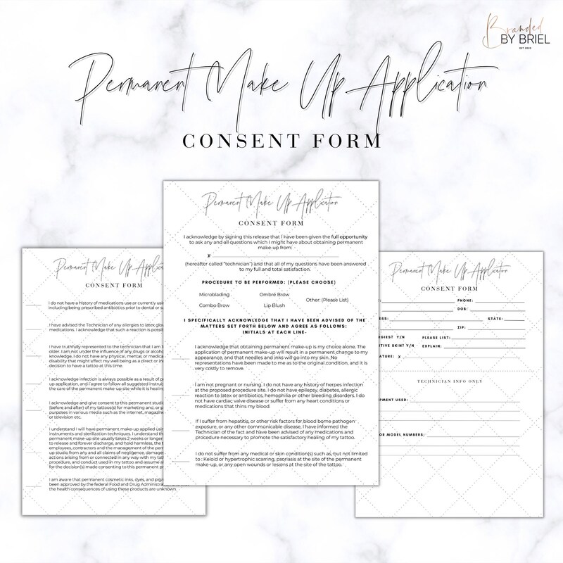 Makeup Consent Form - Etsy