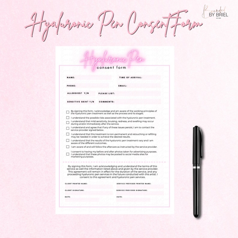Hyaluronic Pen Consent Form PRINTABLE & DOWNLOADABLE! - Etsy