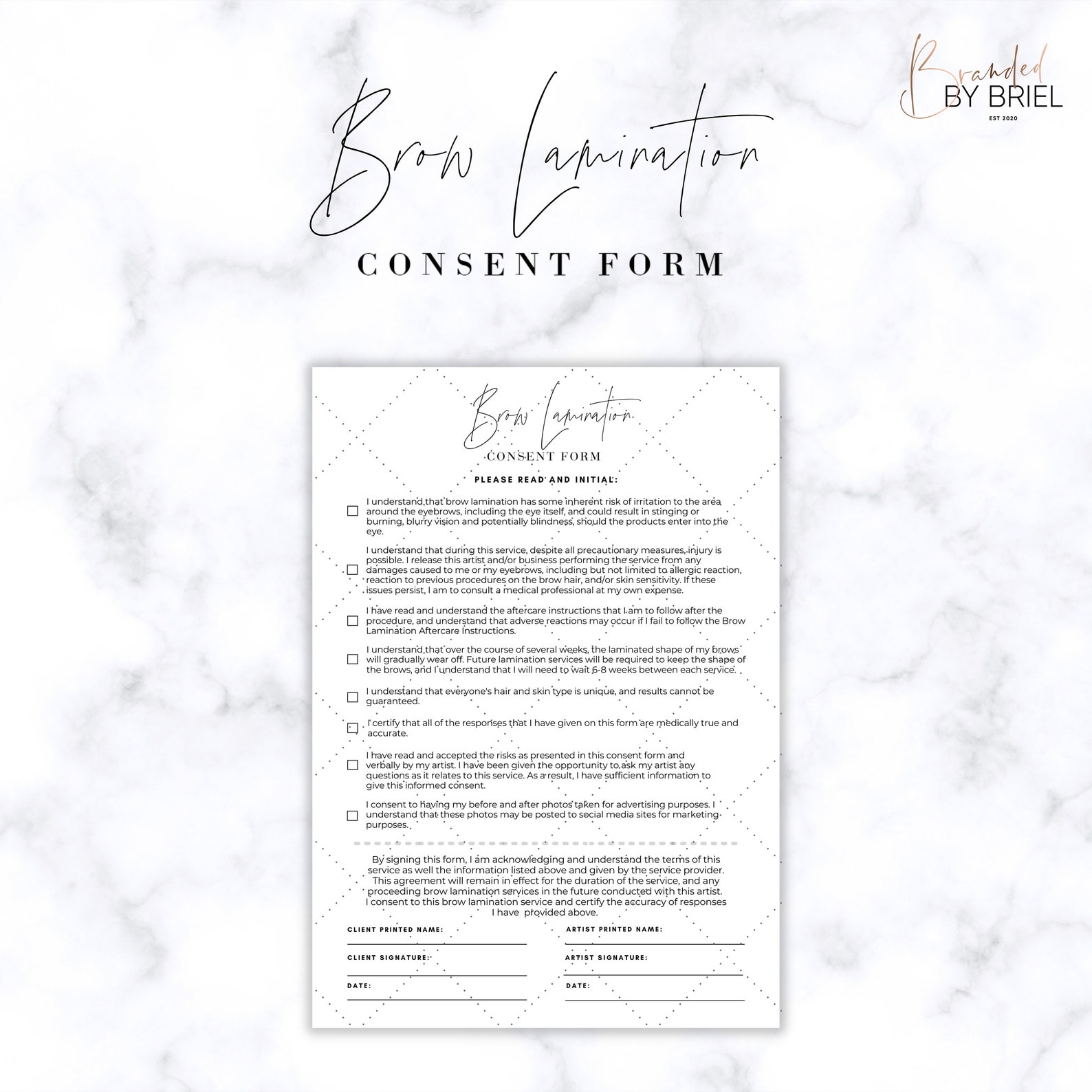 Brow Lamination Consent Form - Etsy