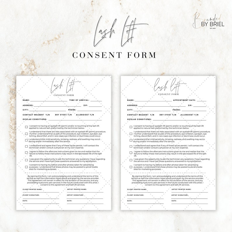 Simple Eyelash Lift Consent Form PRINTABLE & DOWNLOADABLE! - Etsy