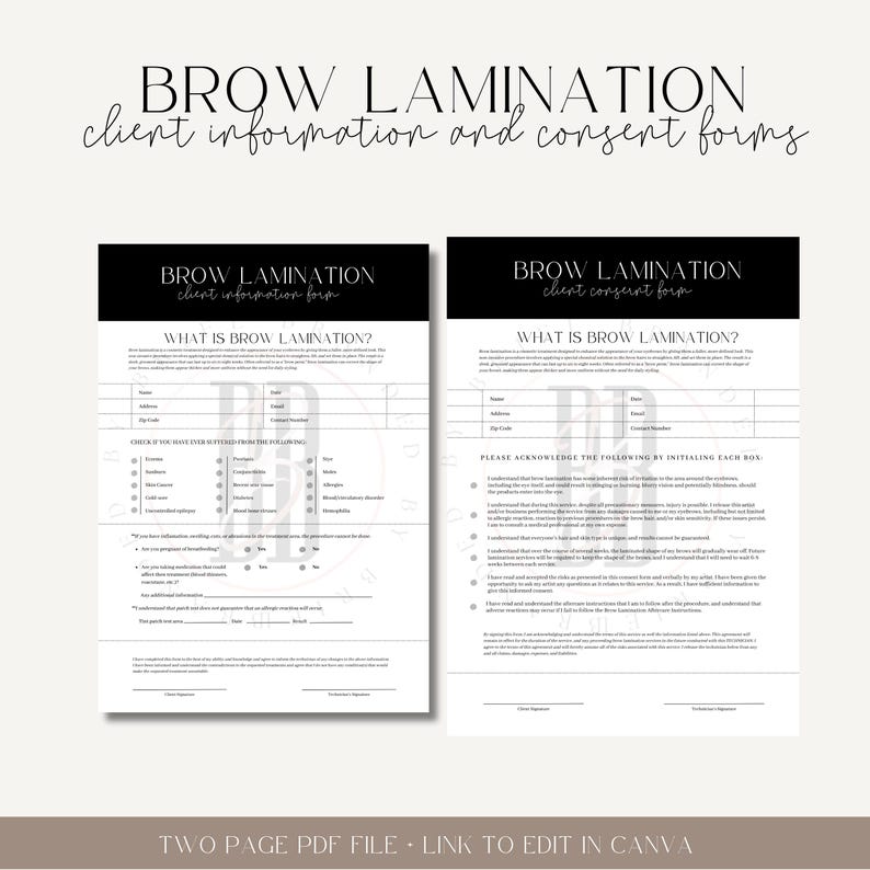 Editable Brow Lamination Consent Form - Etsy